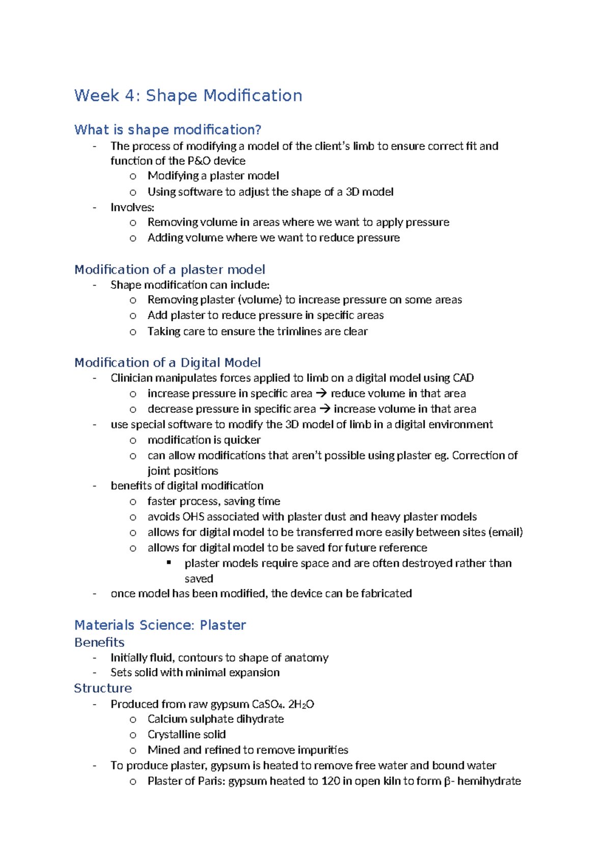 Week 4 final notes - Week 4: Shape Modification What is shape ...