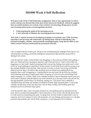 [Solved] Welcome to the Week 1 SelfReflection Assignment This is your ...