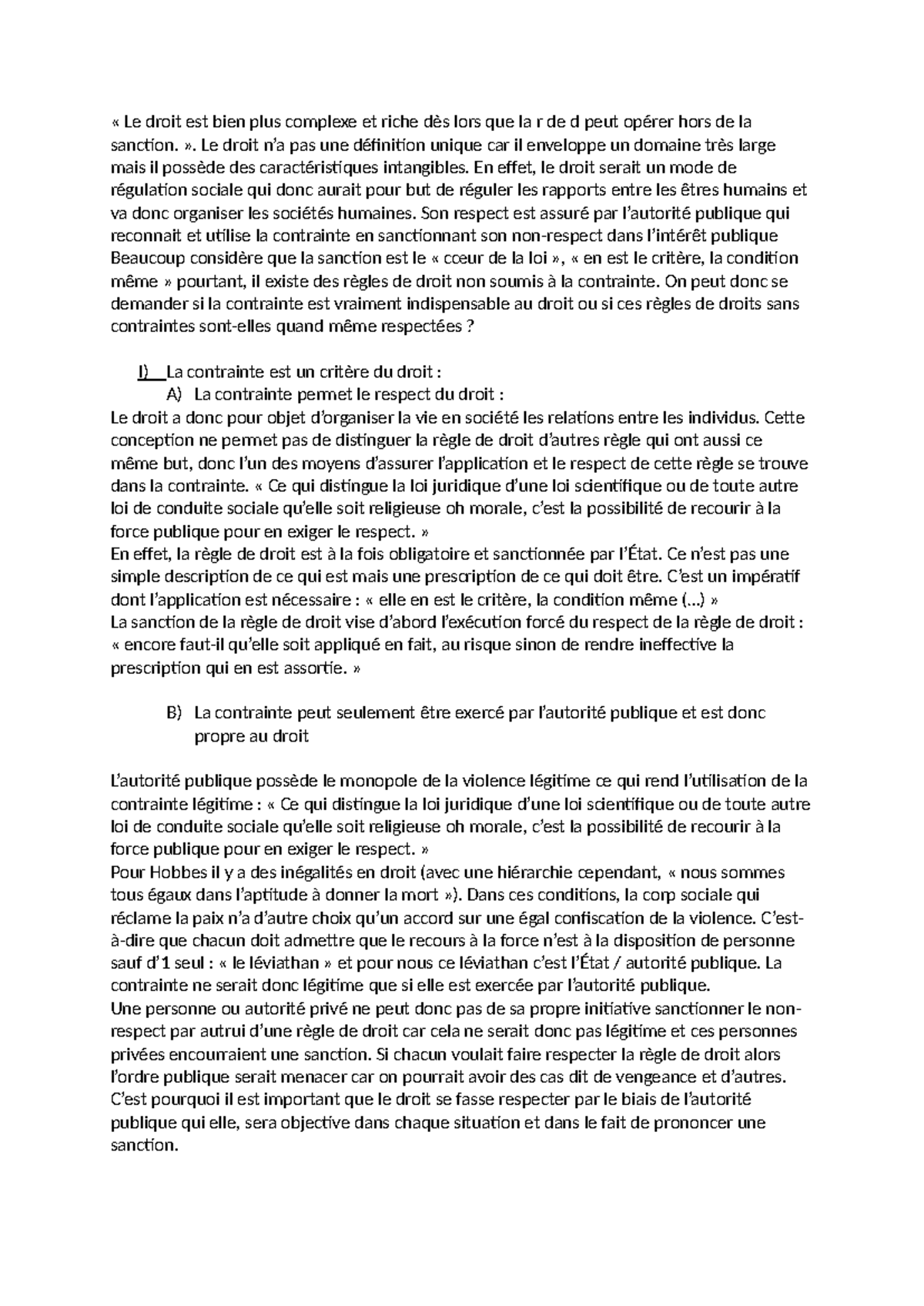 MTU exercice plan - pas de correction - « Le droit est bien plus ...