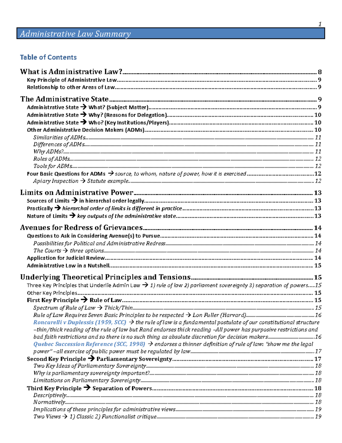 Admin-Long-Summary - Class notes and case summaries - Administrative ...