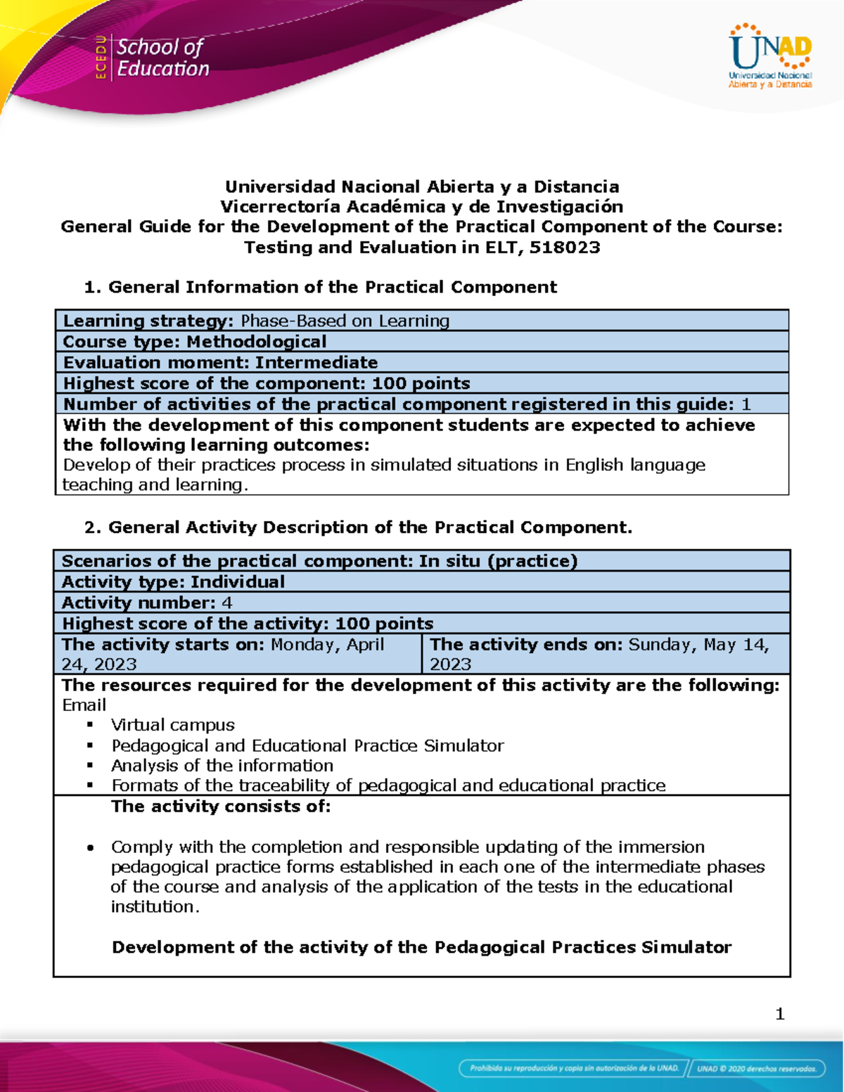 Practice development guide and evaluation rubric - Unit 3- Phase 4 - Practical Component ...