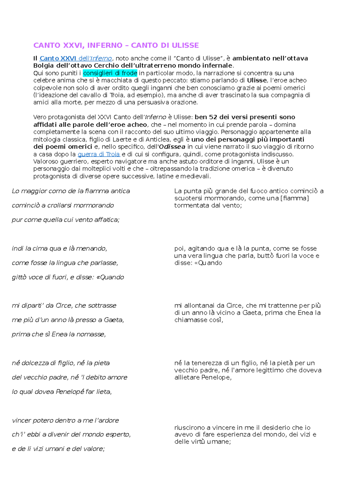 Canto XXVI, Inferno Dante Alighieri - CANTO XXVI, INFERNO – CANTO DI ...