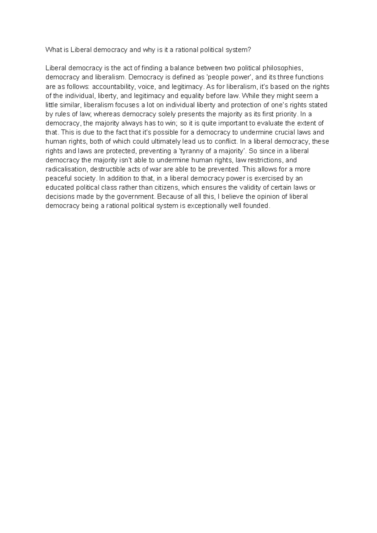 Liberal democracy - Amina - What is Liberal democracy and why is it a ...