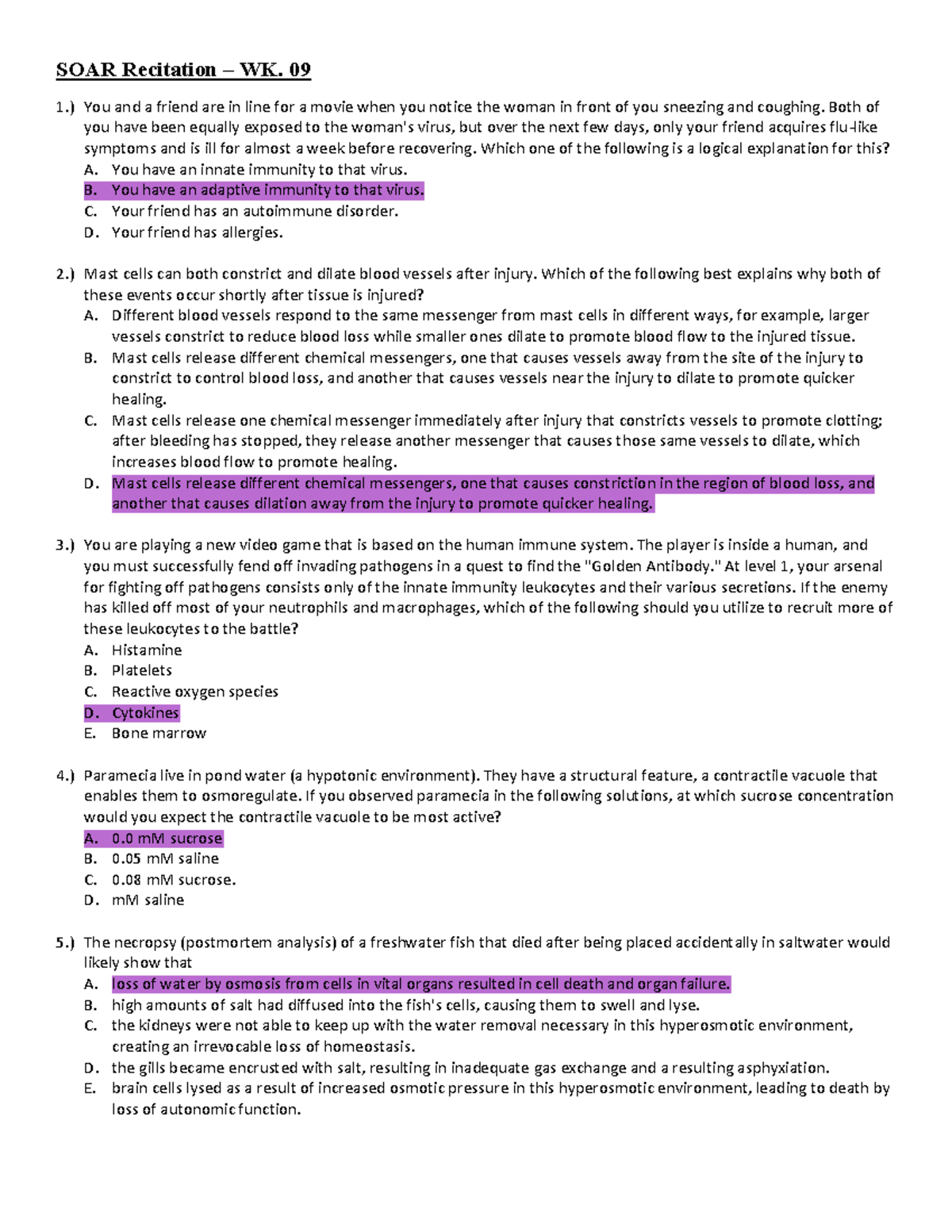 SOAR 9 Questions - Recitation quiz answers - Warning: TT: undefined function: 32 SOAR Recitation ...
