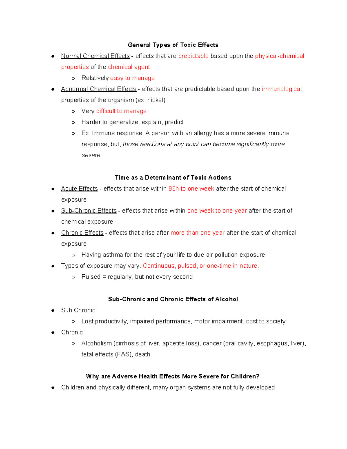Toxicity and Health Effects - General Types of Toxic Effects Normal ...