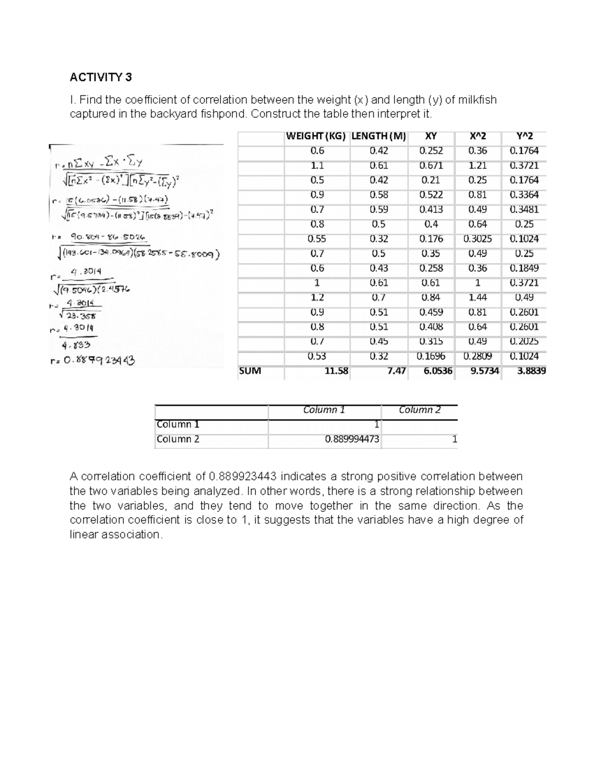 Activity 3 STAT - notes - ACTIVITY 3 I. Find the coefficient of ...