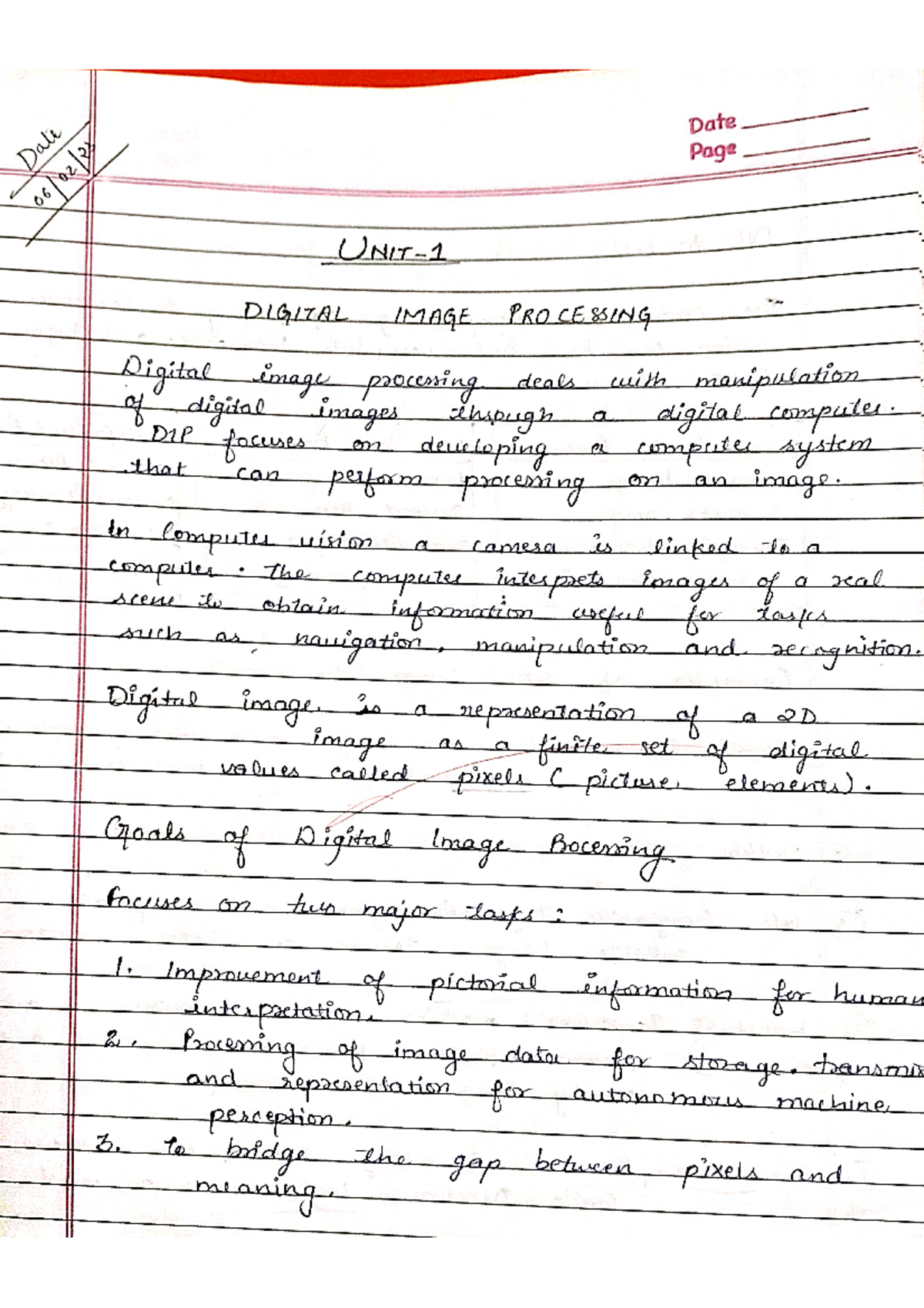 Unit 1 image processing handwritten notes - Digital Image processing ...
