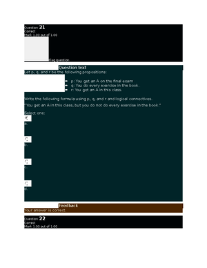 Discrete 4 - Preliminary Answer key Examples - Question 16 Incorrect Mark 0 out of 1. Flag ...