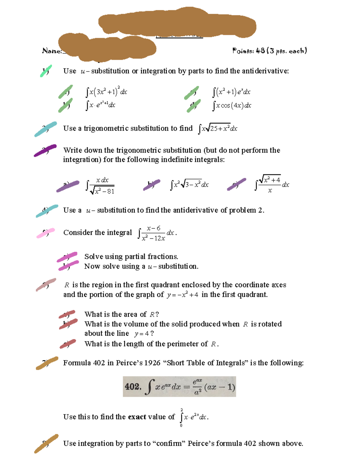 Homework 29 substitution and area - Ball High School Dual Credit ...