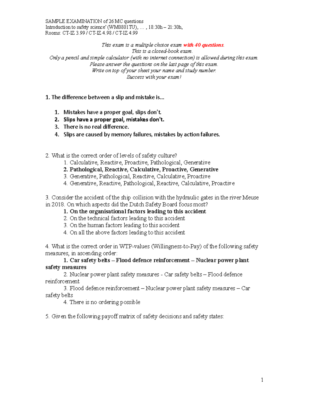 Sample exam final commented 2019 - Copy - SAMPLE EXAMINATION of 26 MC ...