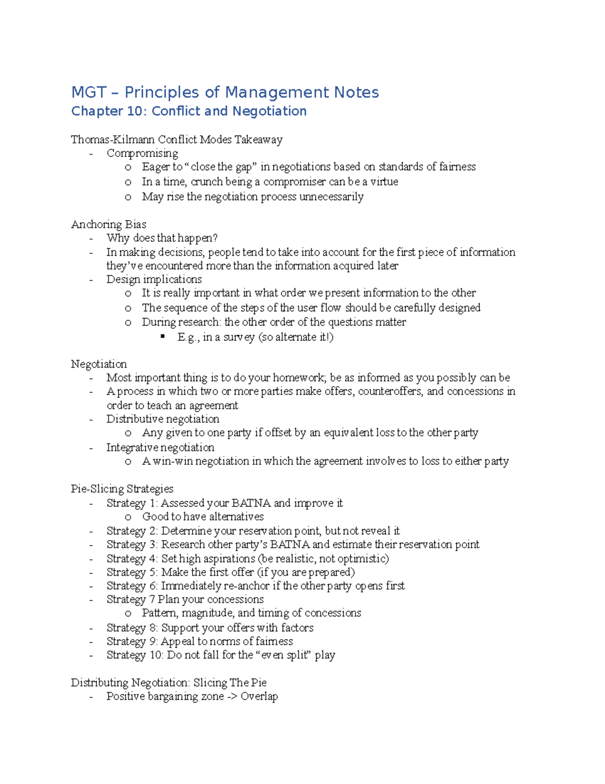 MGT Chapter 10,11 - MGT – Principles of Management Notes Chapter 10 ...