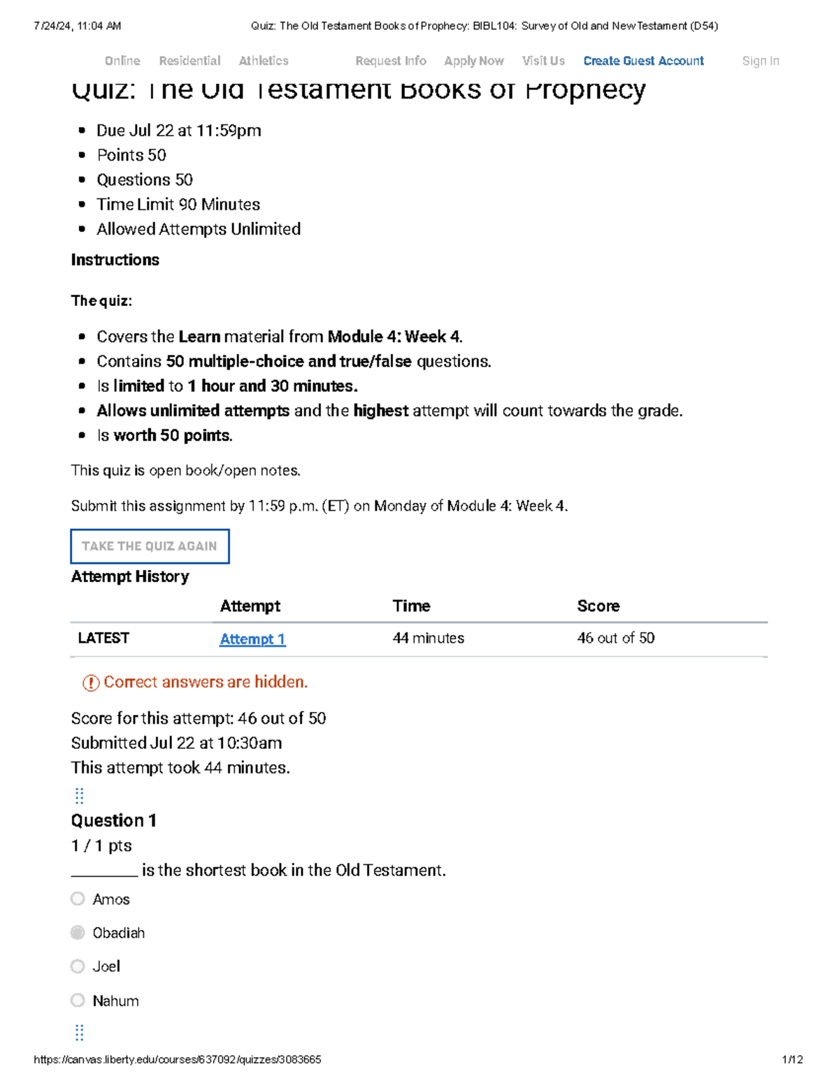 BIBL 104 Quiz 4 - New Testament History Quiz - Quiz: The Old Testament ...