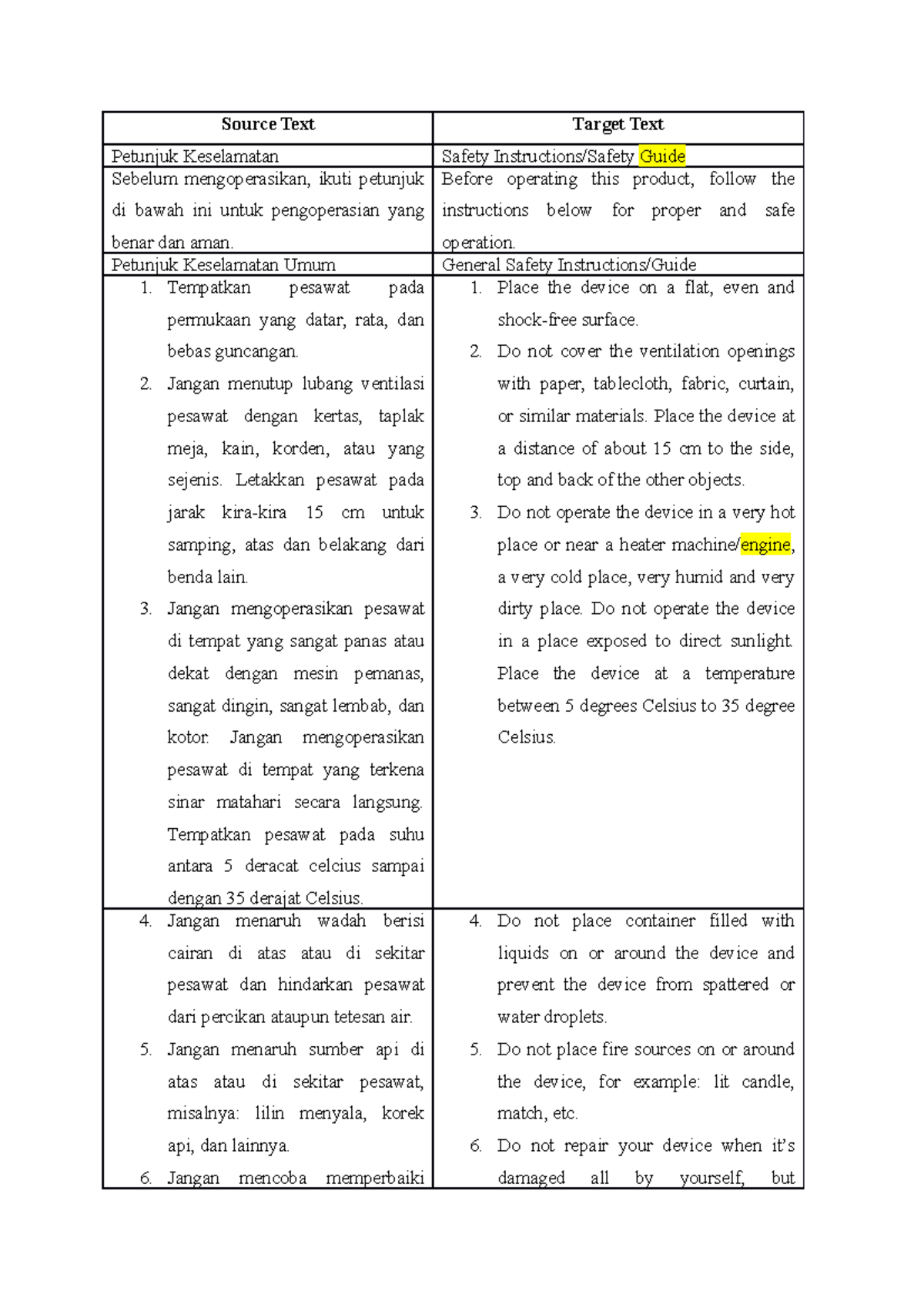 Battery Manual Book - Source Text Target Text Petunjuk Keselamatan ...
