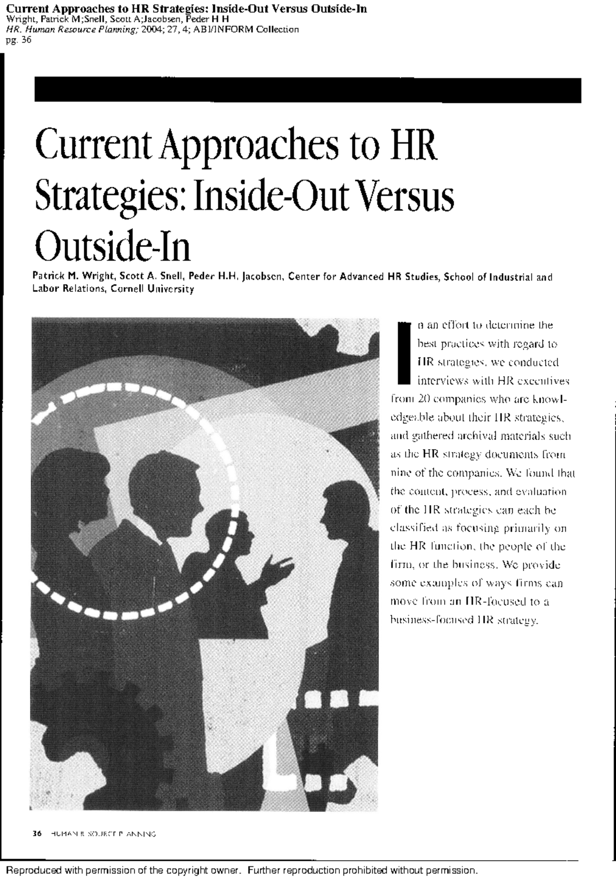 HR Strategies Inside out v Outside in 2004 Wright et al - Human ...