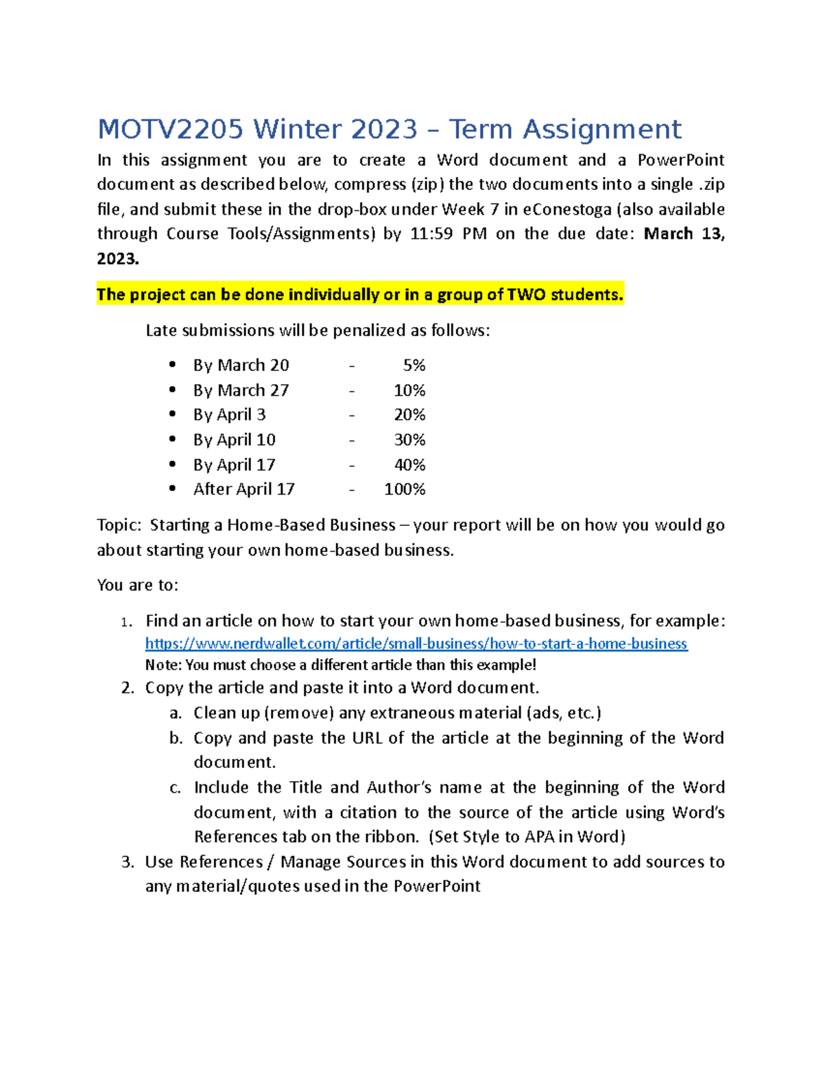 Term Assignment MOTV2205-3 Winter 2023 copy - MOTV2205 Winter 2023 ...