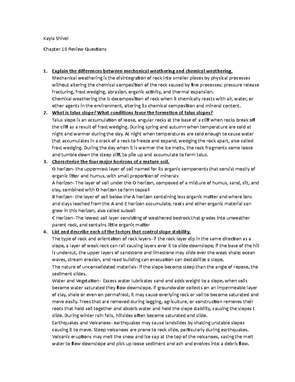 chapter 10 discussion questions - Kayla Shivel Chapter 10 Review ...