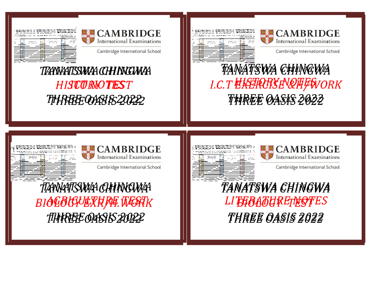 FORM ZISO 3 Spring - TANATSWA CHINGWA BIOLOGY TEST TANATSWA CHINGWA ...