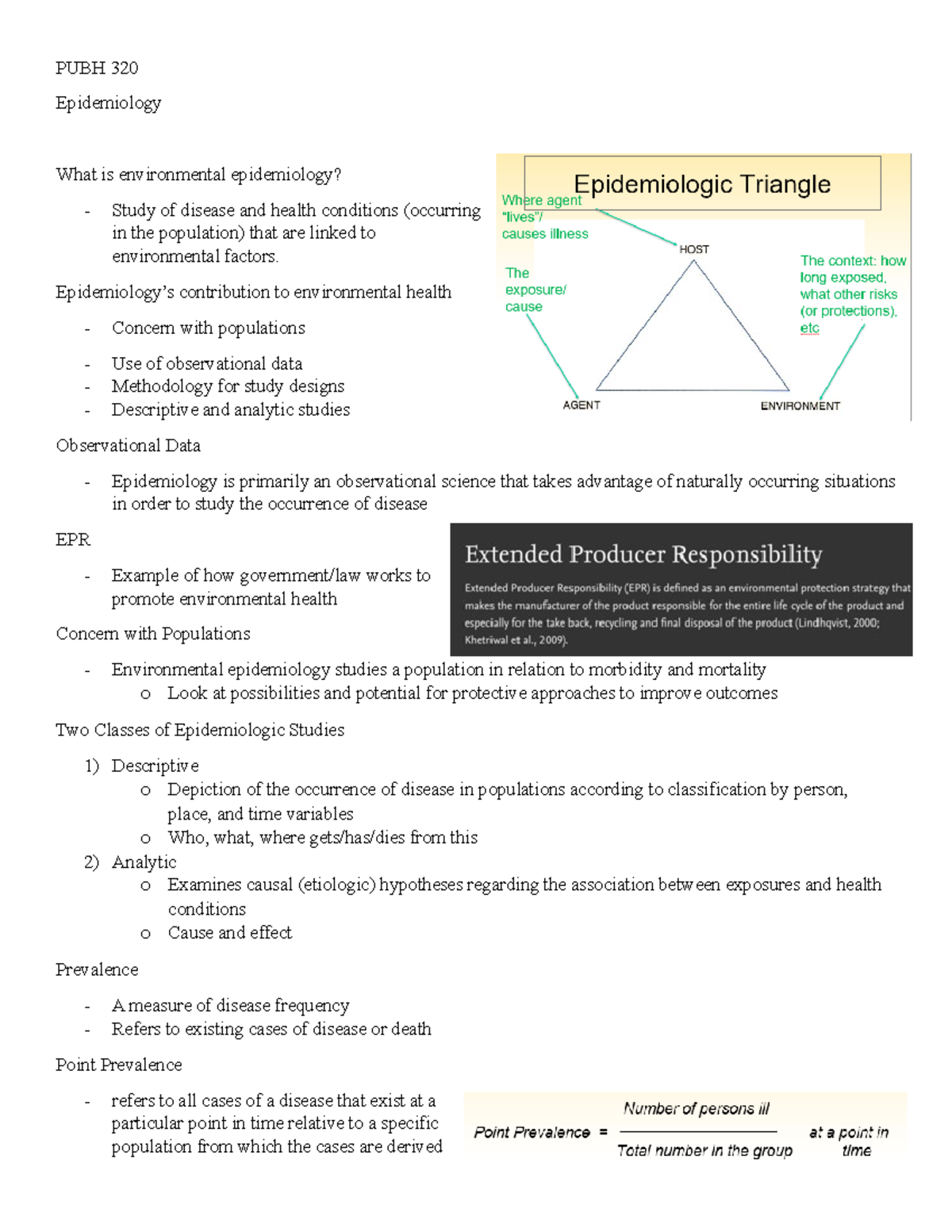 PUBH 320 epidemiology lecture - PUBH 320 Epidemiology What is environmental epidemiology ...