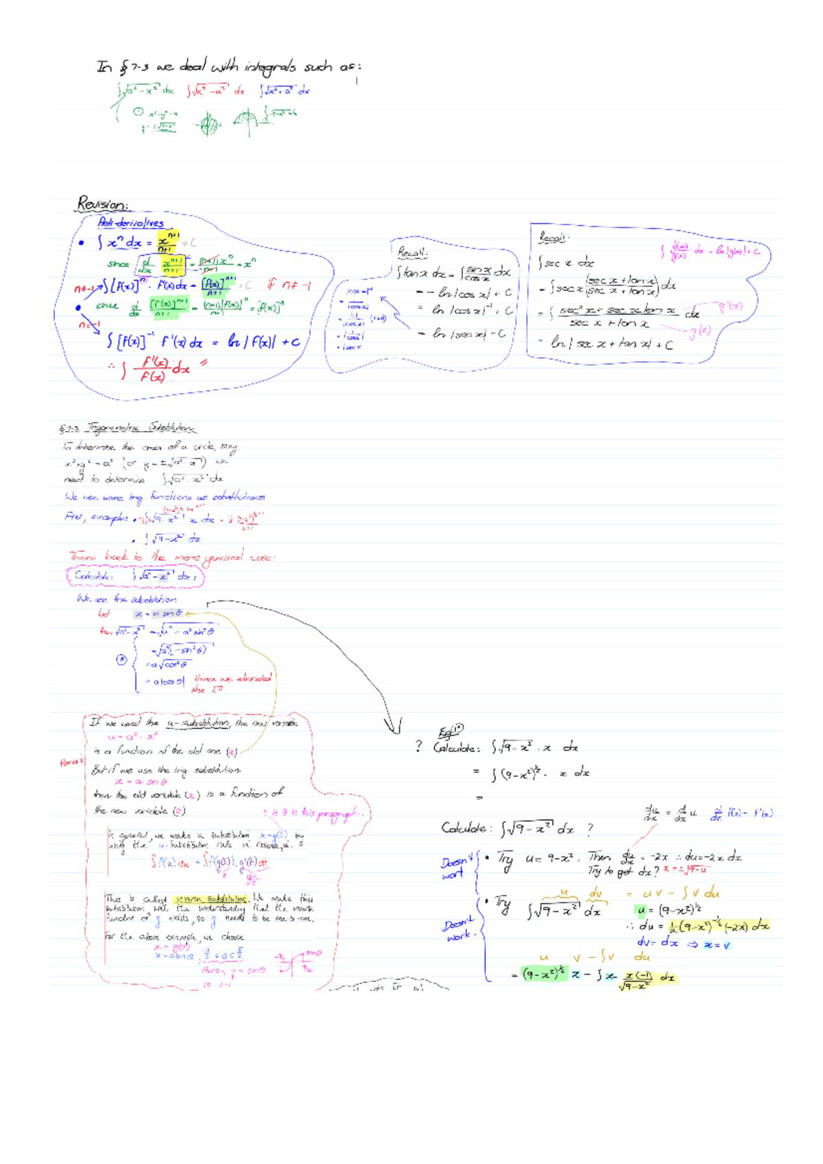 Week3 7 - with examples - In we deal with integrals such as: 12a dx dx ...