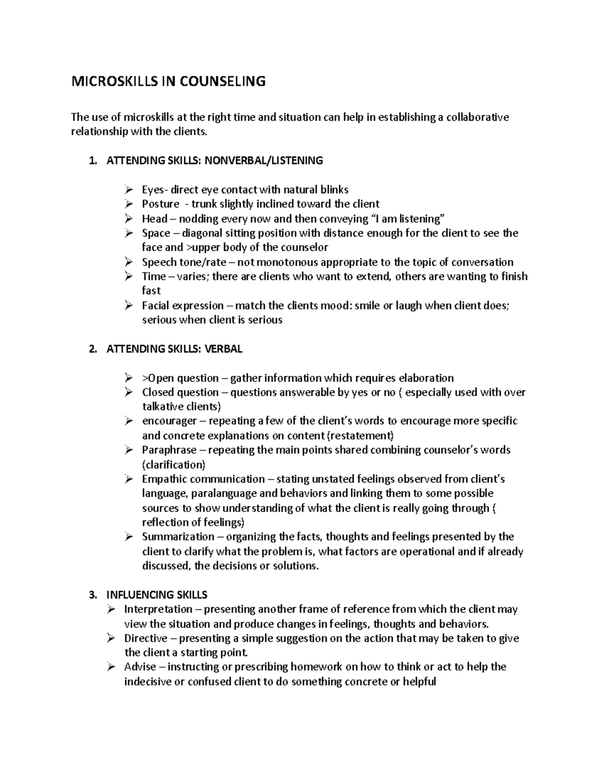 Microskills in Counseling - MICROSKILLS IN COUNSELING The use of ...