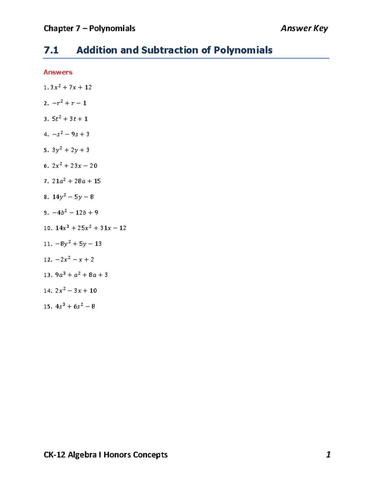 Answer Key CK-12 Chapter 07 Algebra 1 Honors Concepts (revised) - 7 ...