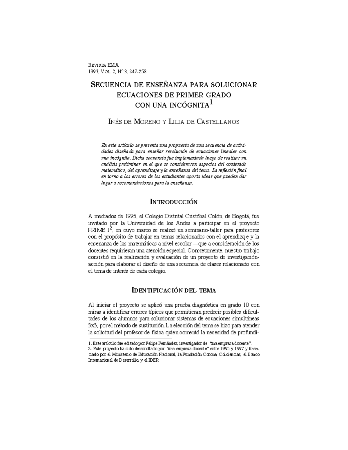 30 Moreno 1997Secuencia Rev EMA - REVISTA EMA 1997, VOL. 2, Nº 3, 247 ...
