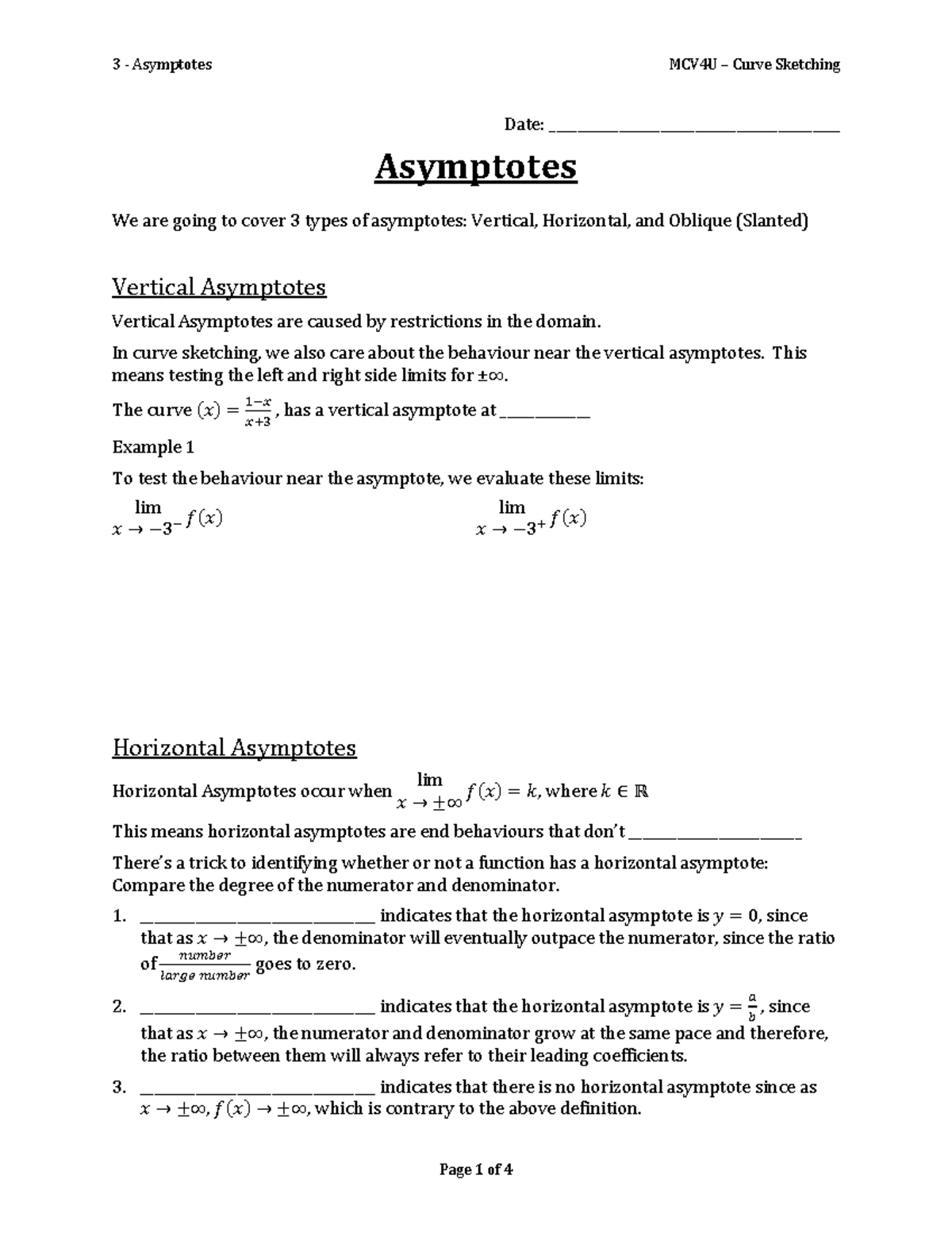 03 - Asymptotes - Notes - Date ...