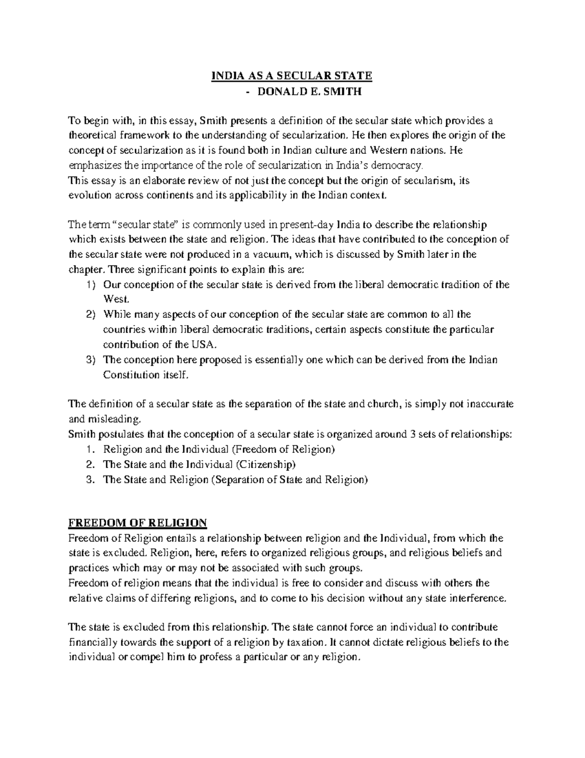 India AS A Secular State - INDIA AS A SECULAR STATE - DONALD E. SMITH ...