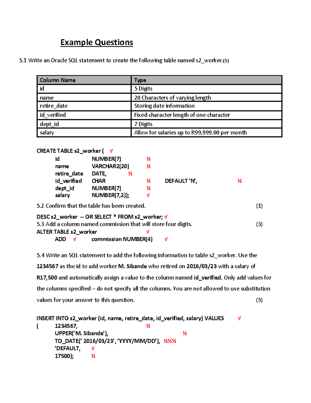 Dml And Ddl Excercise Practical Example Questions 5 Write An Oracle