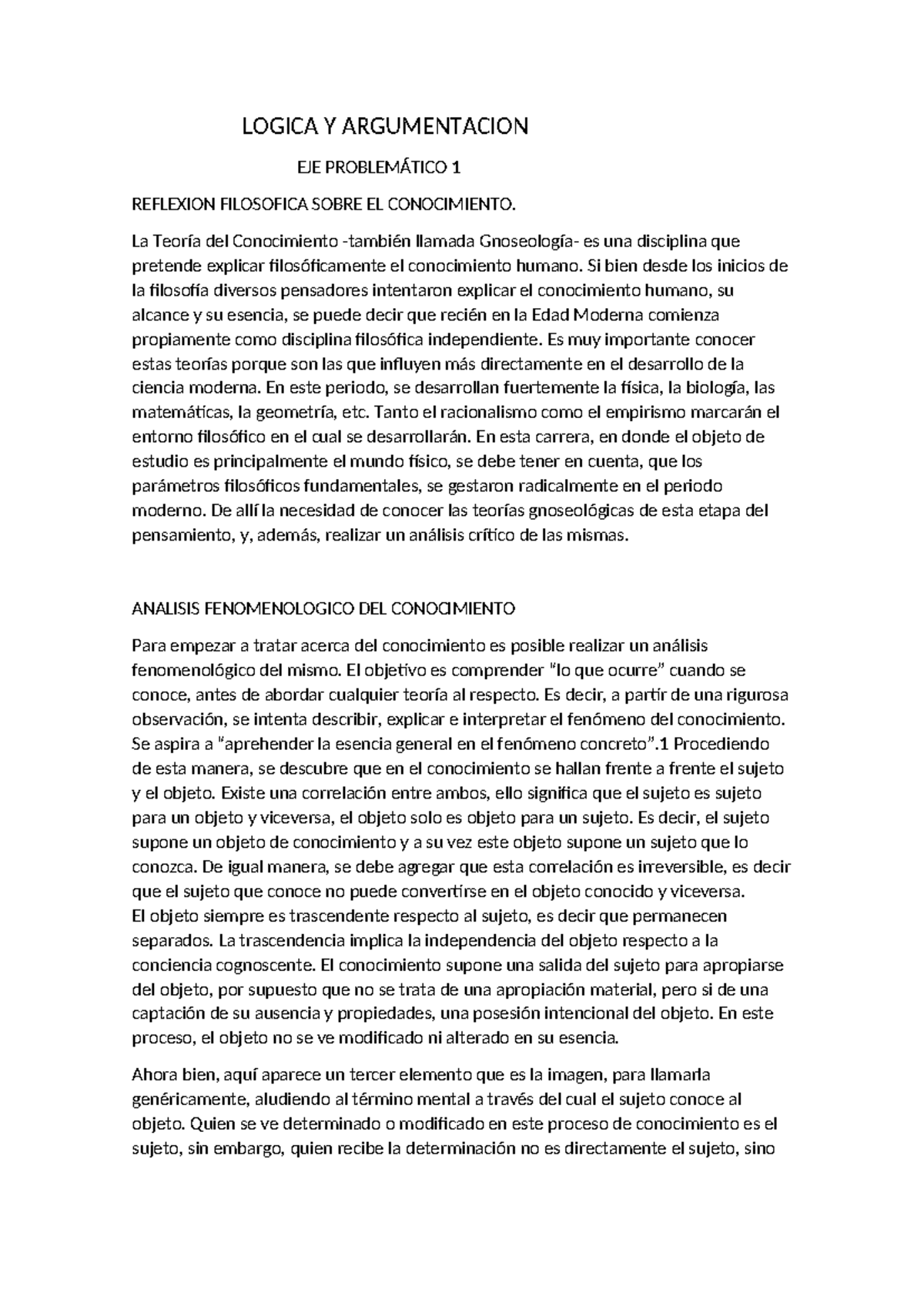 Logica Y Argumentacion - LOGICA Y ARGUMENTACION EJE PROBLEMÁTICO 1 ...