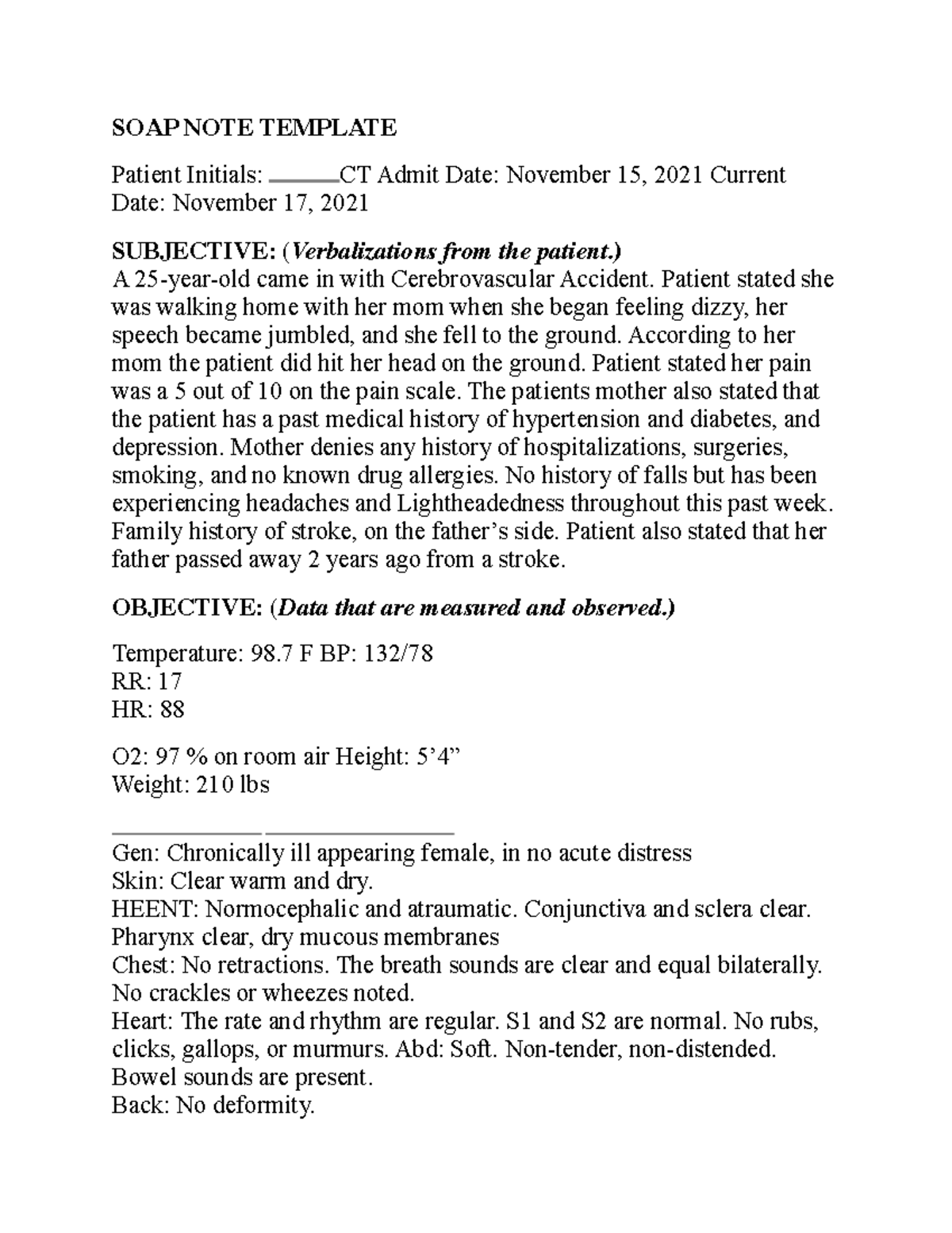 SOAP note - An assignment in that takes place after sim in order to ...