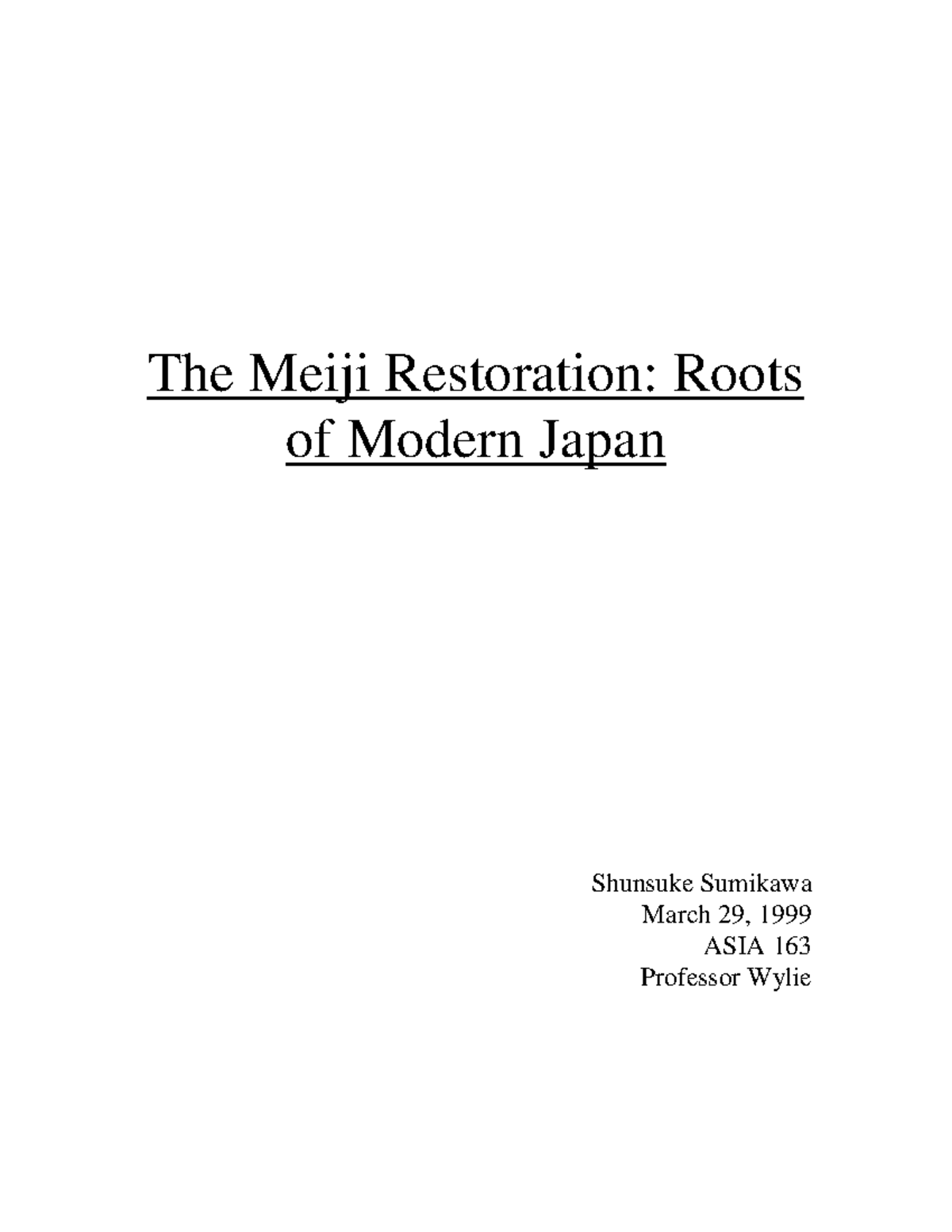 Meiji restoration - This period commenced with the collapse of the ...