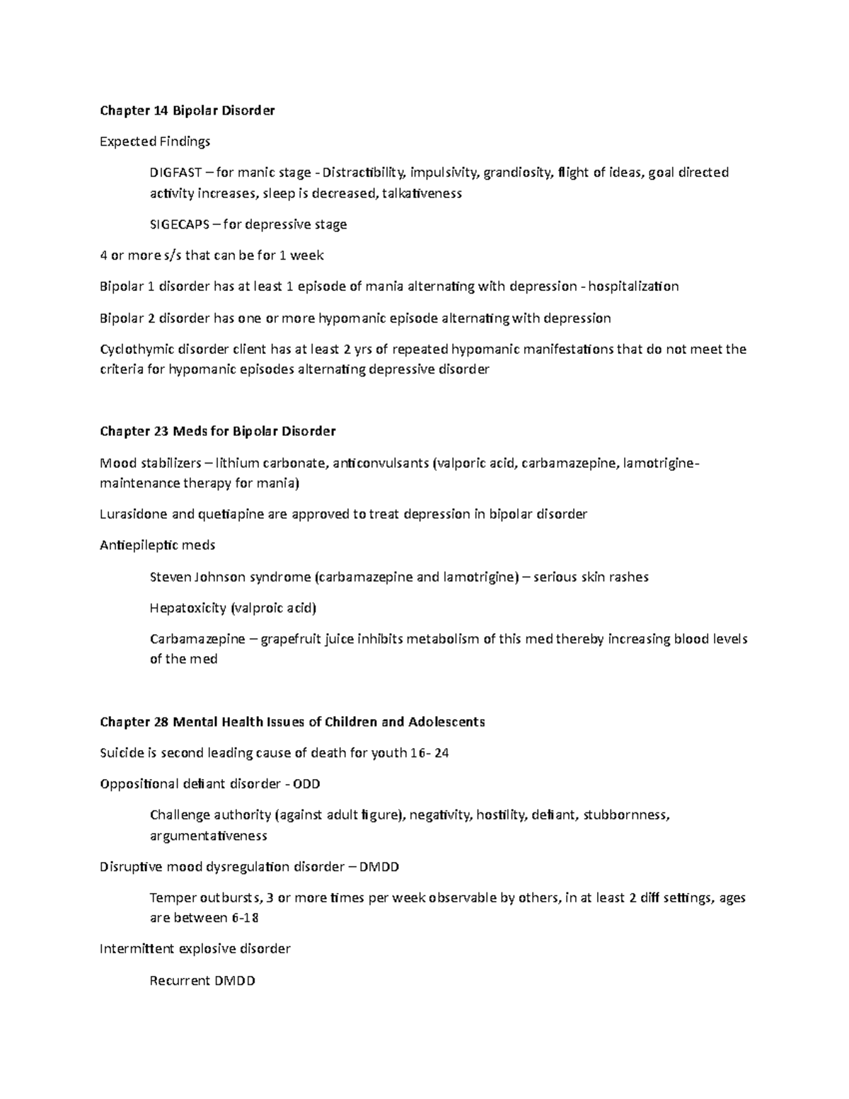Chapter 14 Bipolar Disorder - Chapter 14 Bipolar Disorder Expected ...