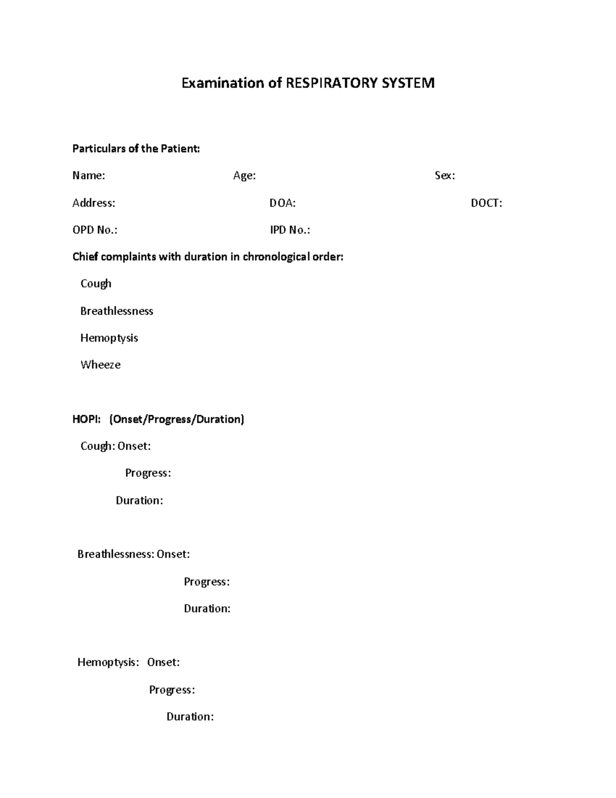 Respiratory System Examination 2 - Examination of RESPIRATORY SYSTEM ...