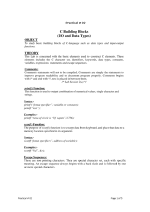 LAB1 - lab notes c programming - Practical # 01 Introduction to DEV C++ ...