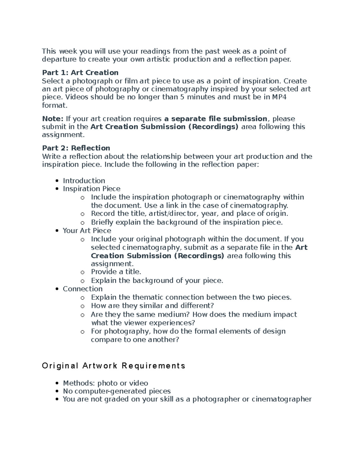 Week 6- Humanities - This week you will use your readings from the past ...