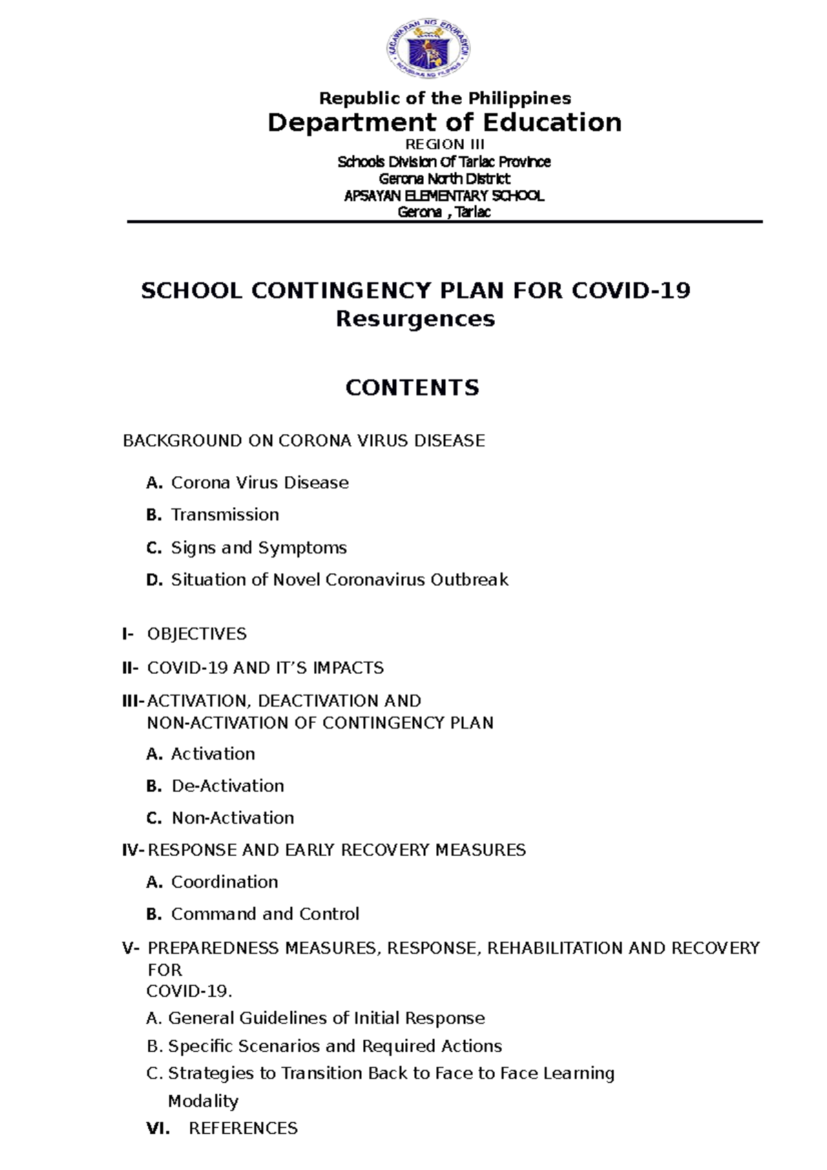 Apsayan ES Contingency Planning For Covid 19Academy Republic Of The apsayan-es-contingency-planning-for-covid-19academy-republic-of-the