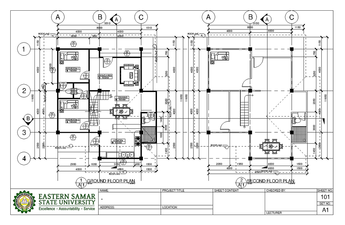 Floor Plan, Activity 1 - A B C A B C 4 3 2 1 4000 4000 3050 950 4000 ...