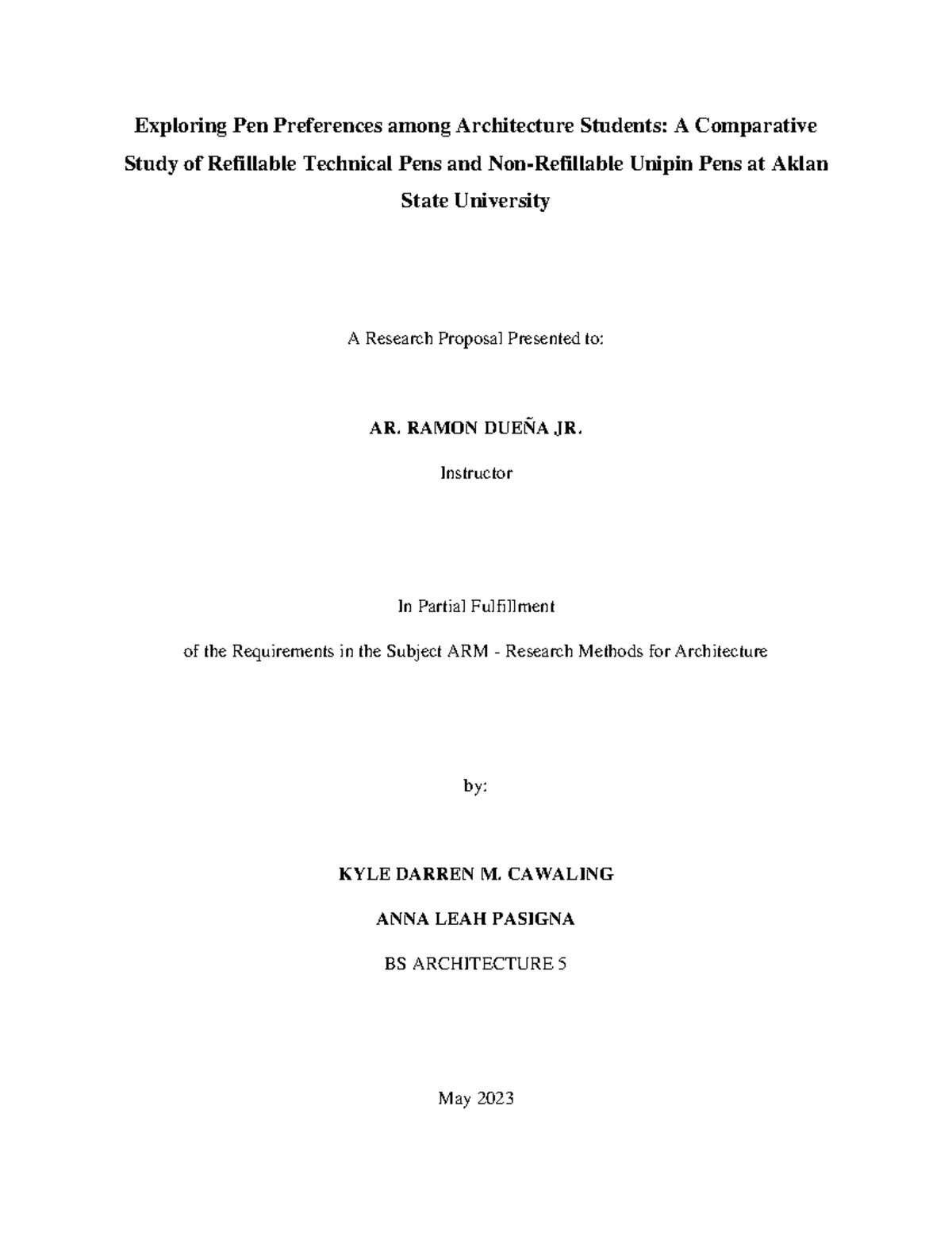 Exploring Pen Preferences among Architecture Students: A Comparative ...