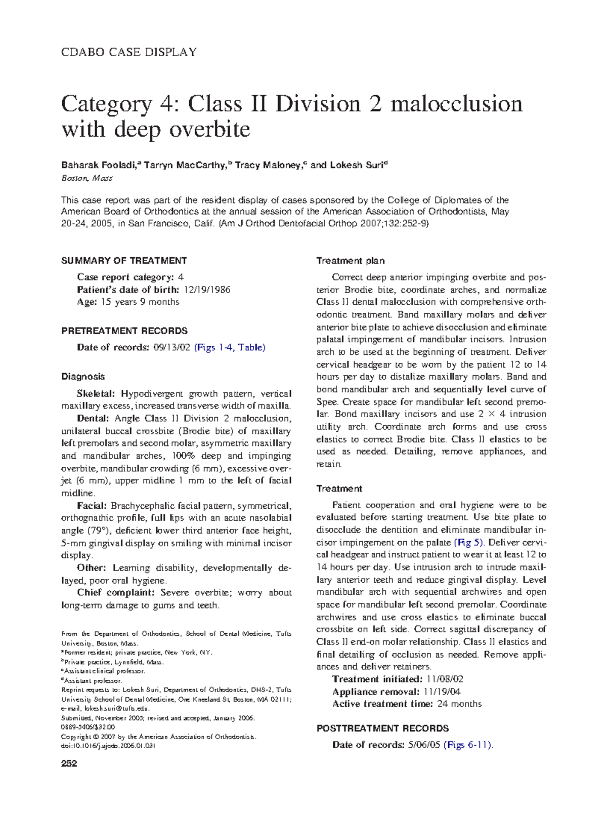 Class II Division 2 malocclusion with deep overbite - (Am J Orthod ...