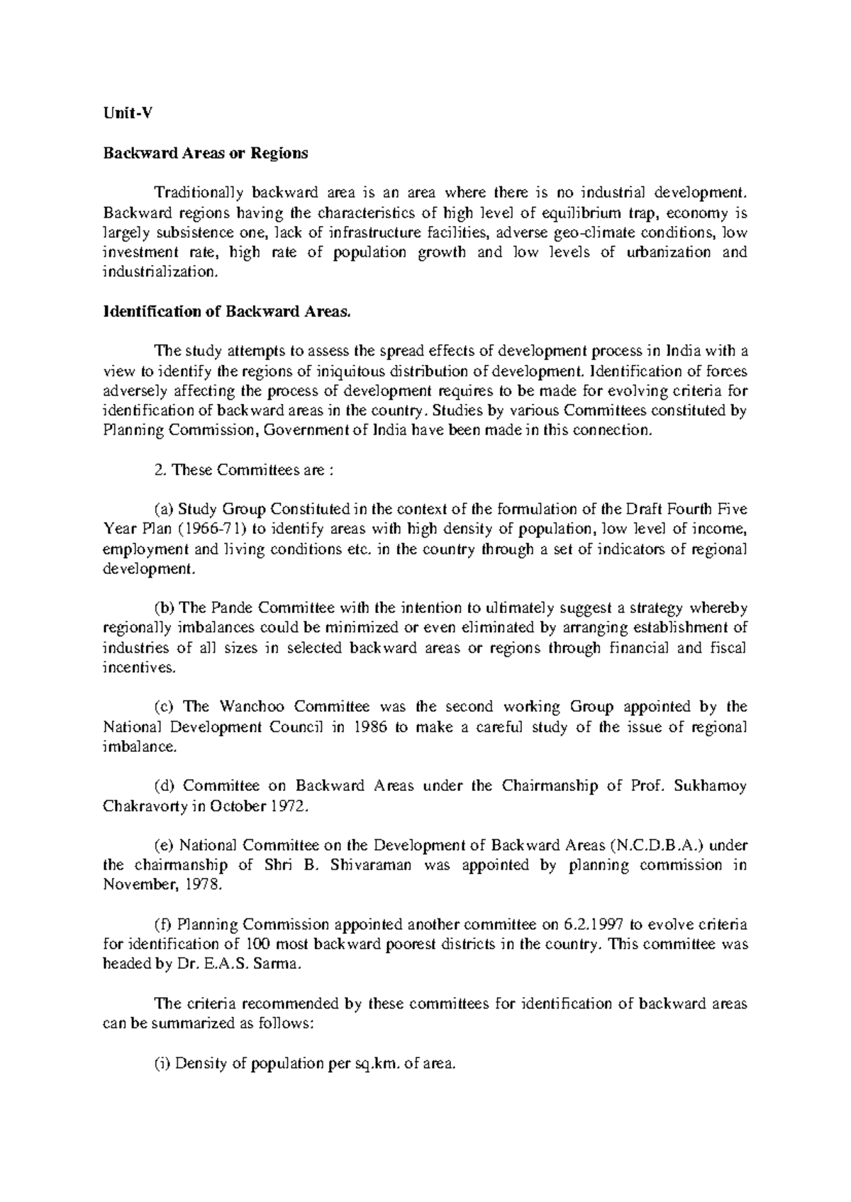 18MAG41C-U5 - Just essay - Unit-V Backward Areas or Regions ...