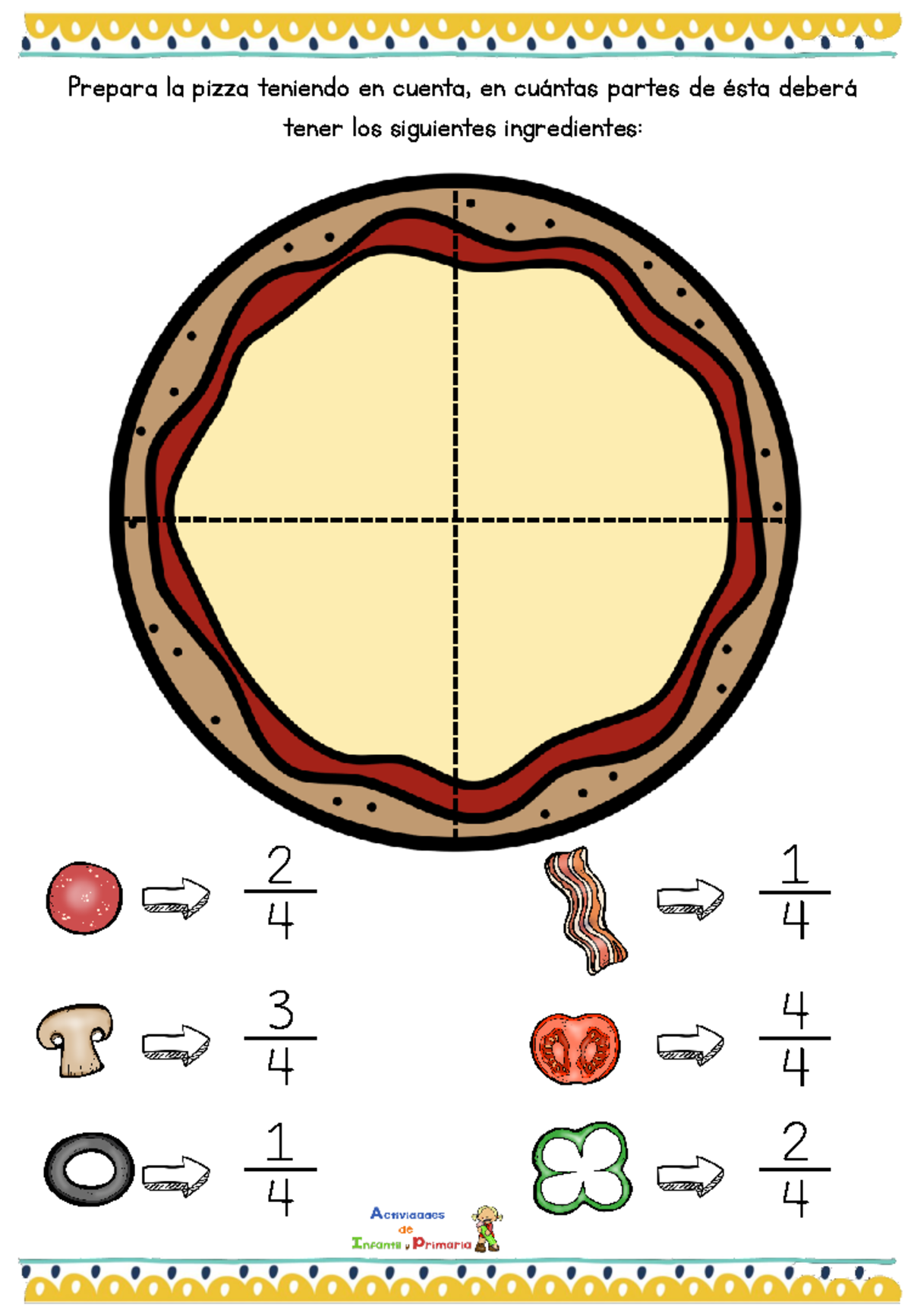 la pizza de las fracciones para alumnos de cuarto grado de primaria ...