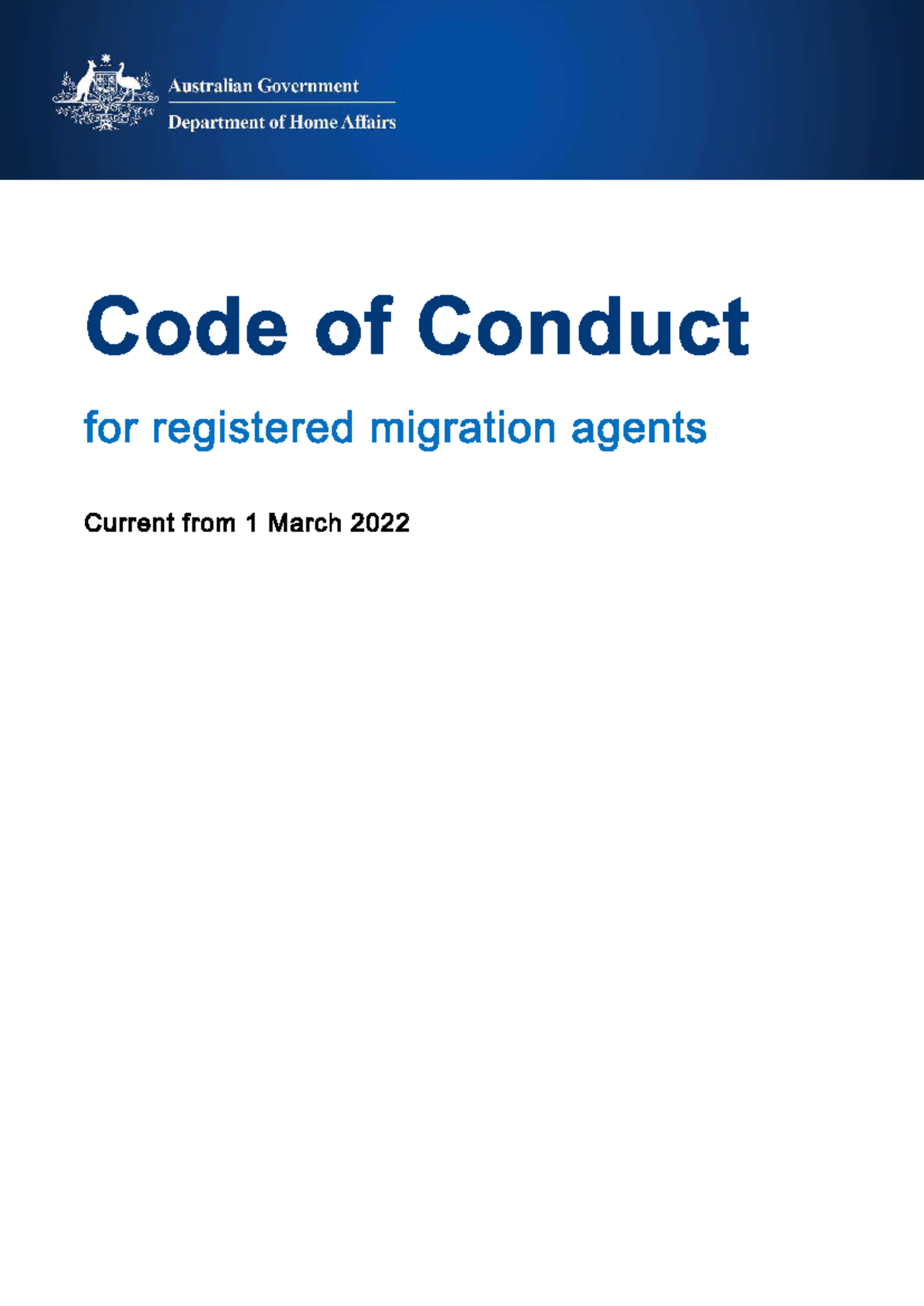 Code of Conduct 2022(New) - Australian Government Department of Home ...