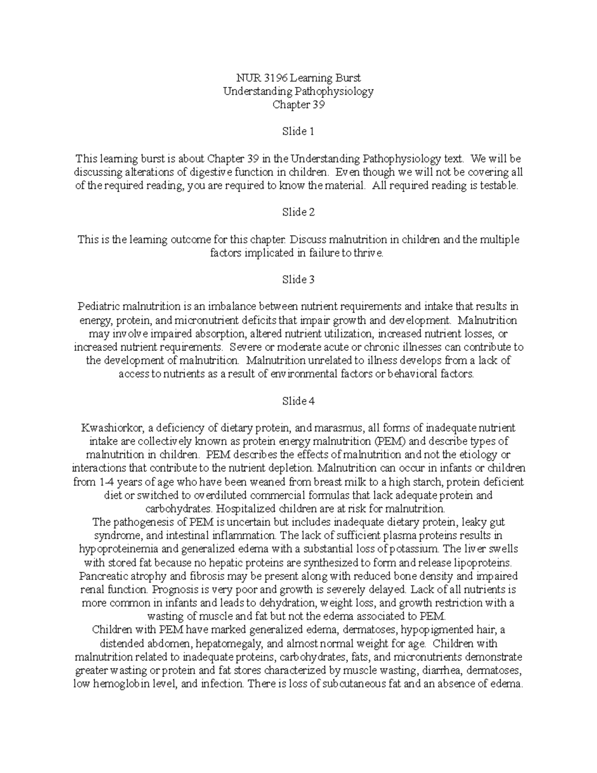 LB8 transcript - NUR 3196 Learning Burst Understanding Pathophysiology ...