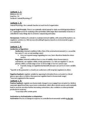 Comparative Animal Physiology Midterm Study Notes - Comparative Animal ...