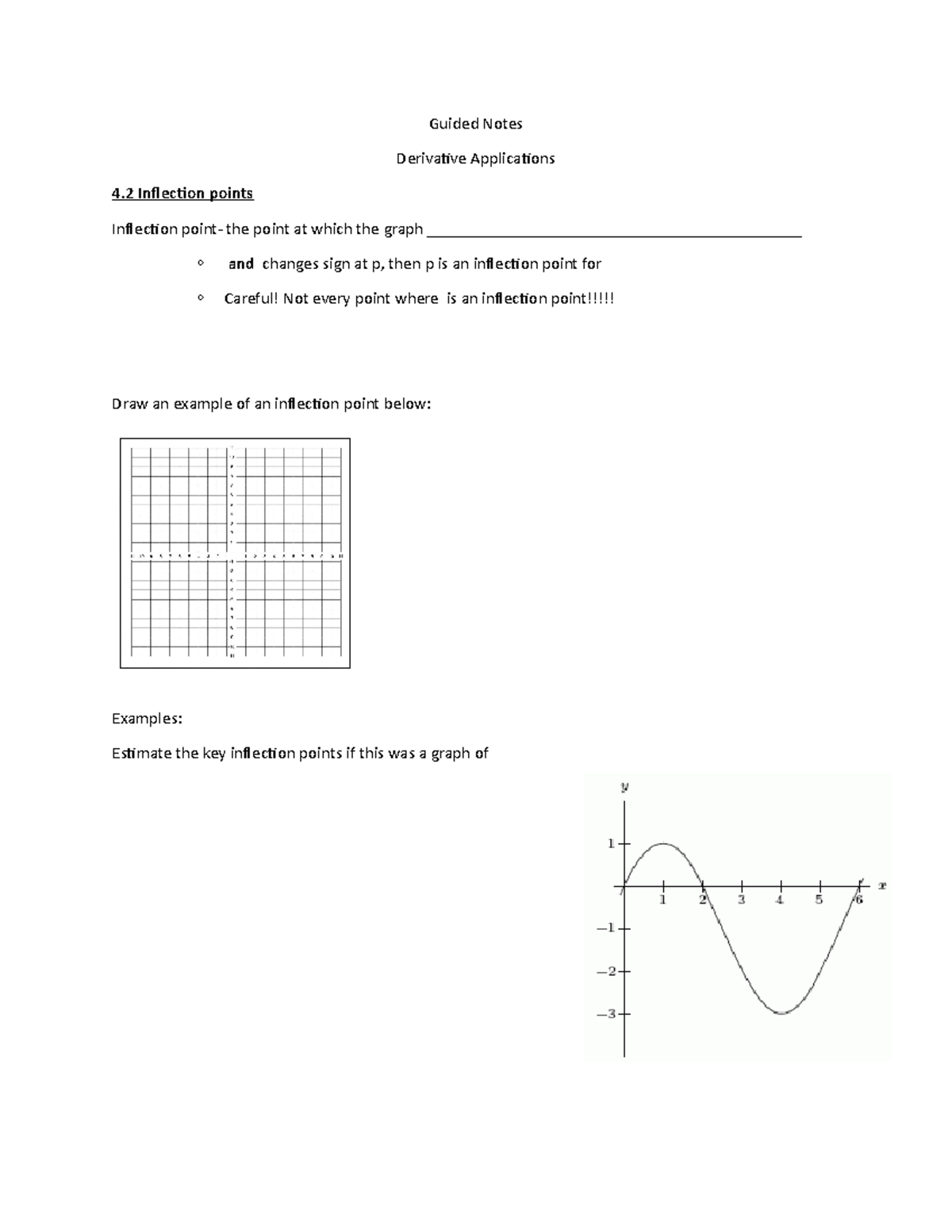 Guided Notes 4 - Guided Notes Derivative Applications 4 Inflection ...