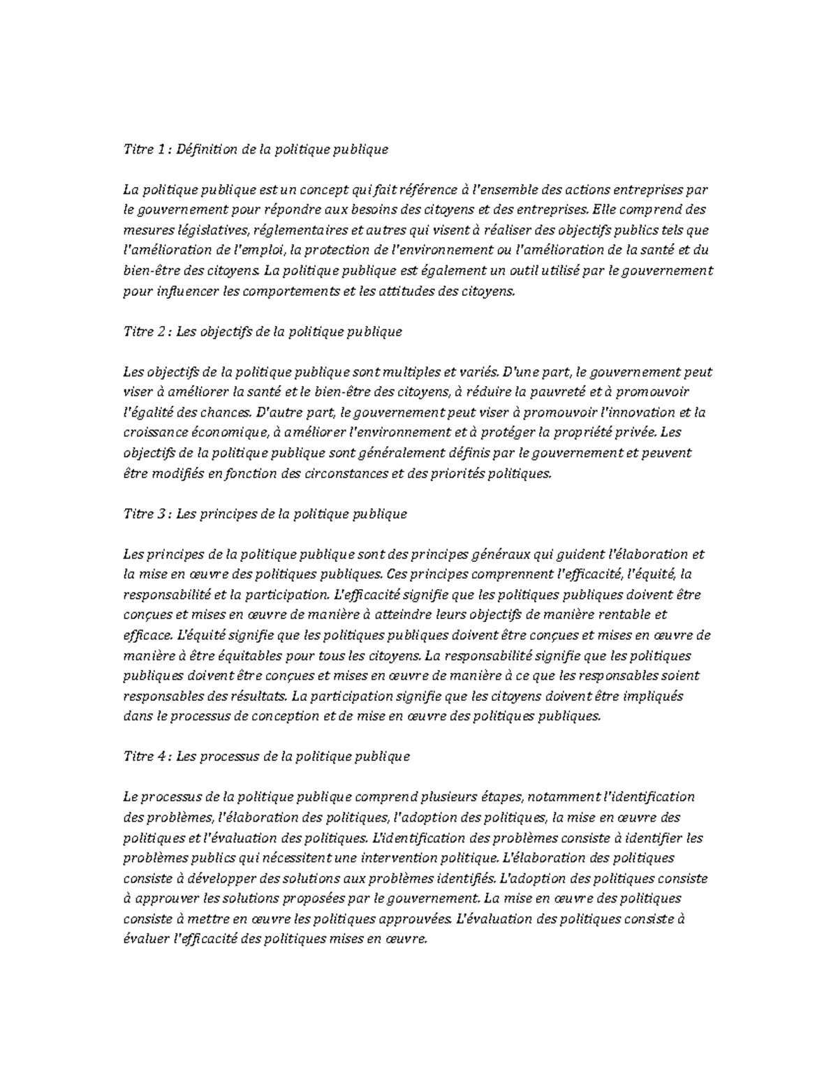 Public Policy Study Notes - Titre 1 : Définition de la politique ...