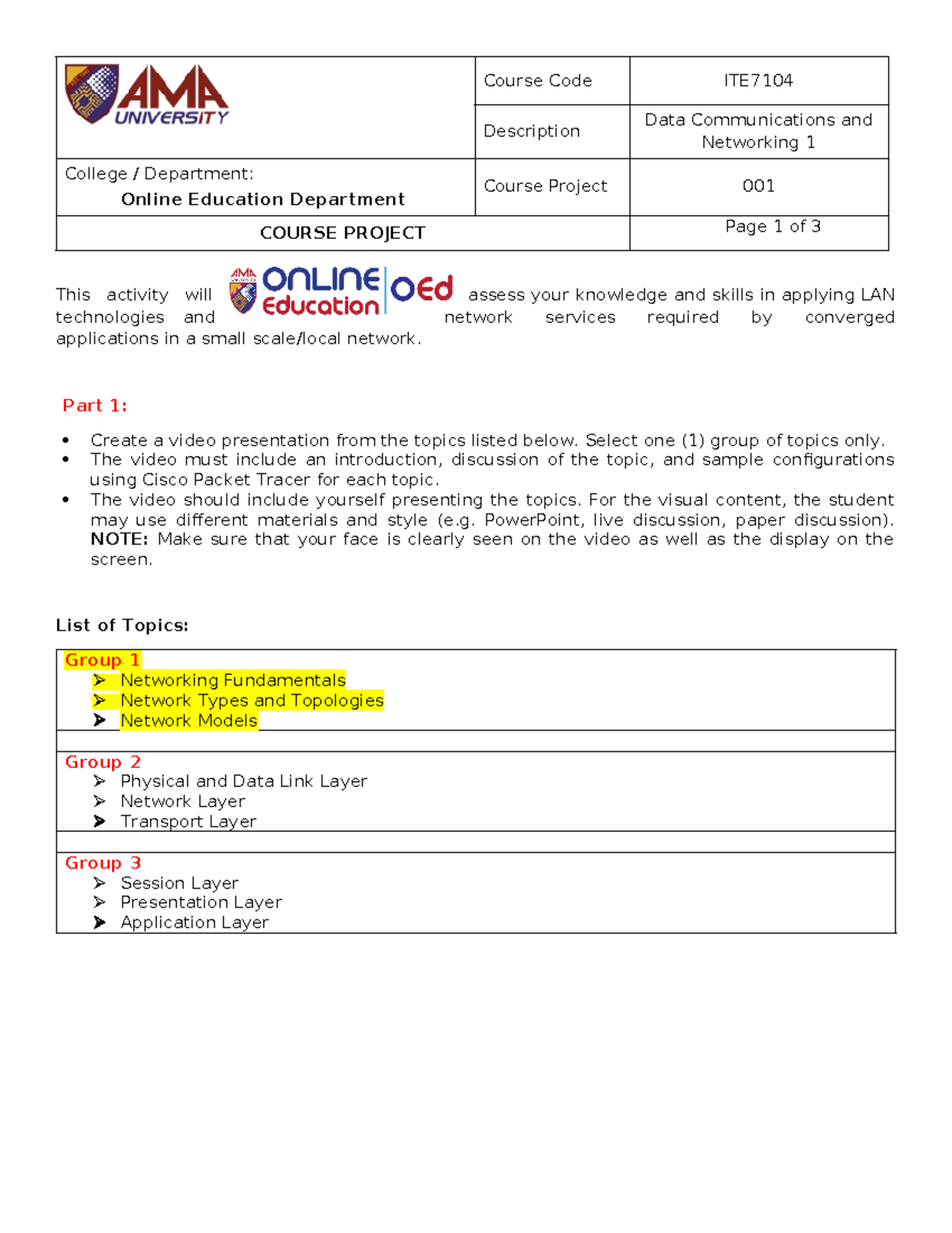 Jakosalem Mary Jade- Course Project ITE7104 - Course Code ITE ...