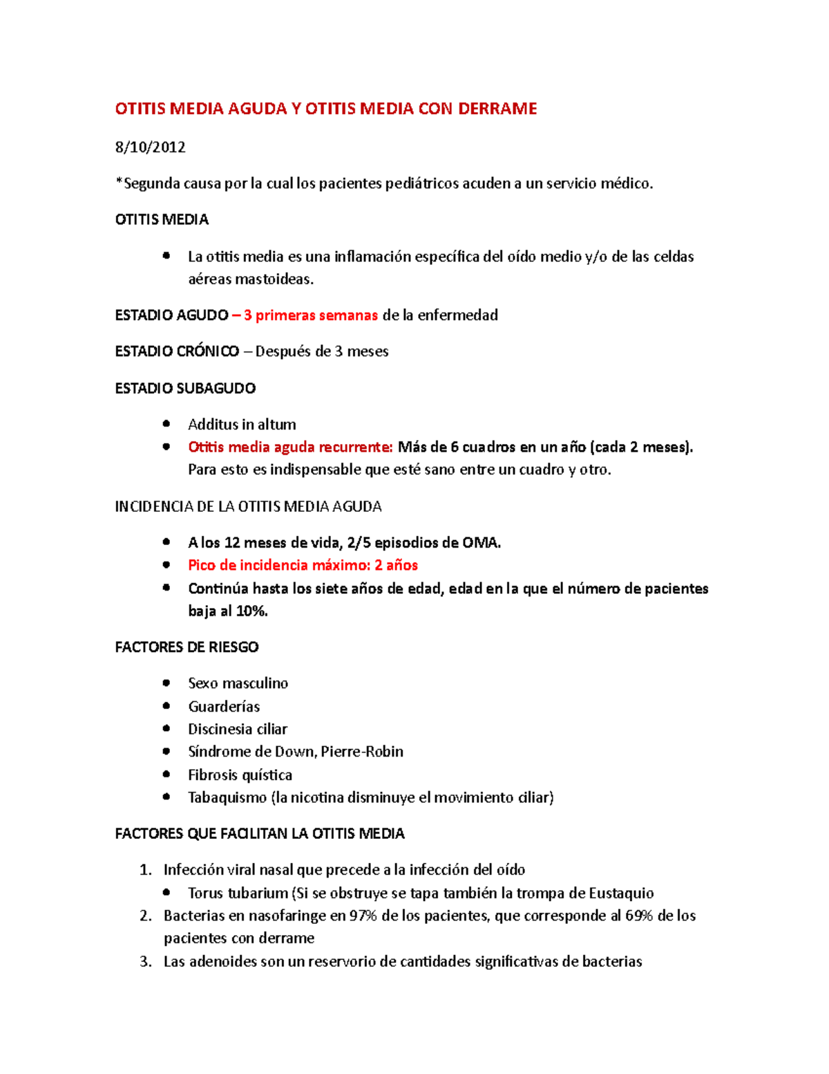 Otitis Media Aguda Y Otitis Media Con Derrame Otitis Media Aguda Y Otitis Media Con Derrame