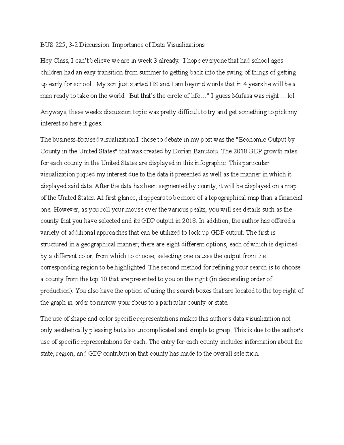 BUS 225, 3-2 Discussion-Importance of Data Visualizations - Deprecated ...